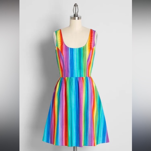 Retrolicious | Dresses | Retrolicious Rainbow Dress Medium | Poshmark